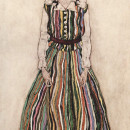 Retrato de Edith Schiele con un vestido de rayas by Egon Schiele via ...