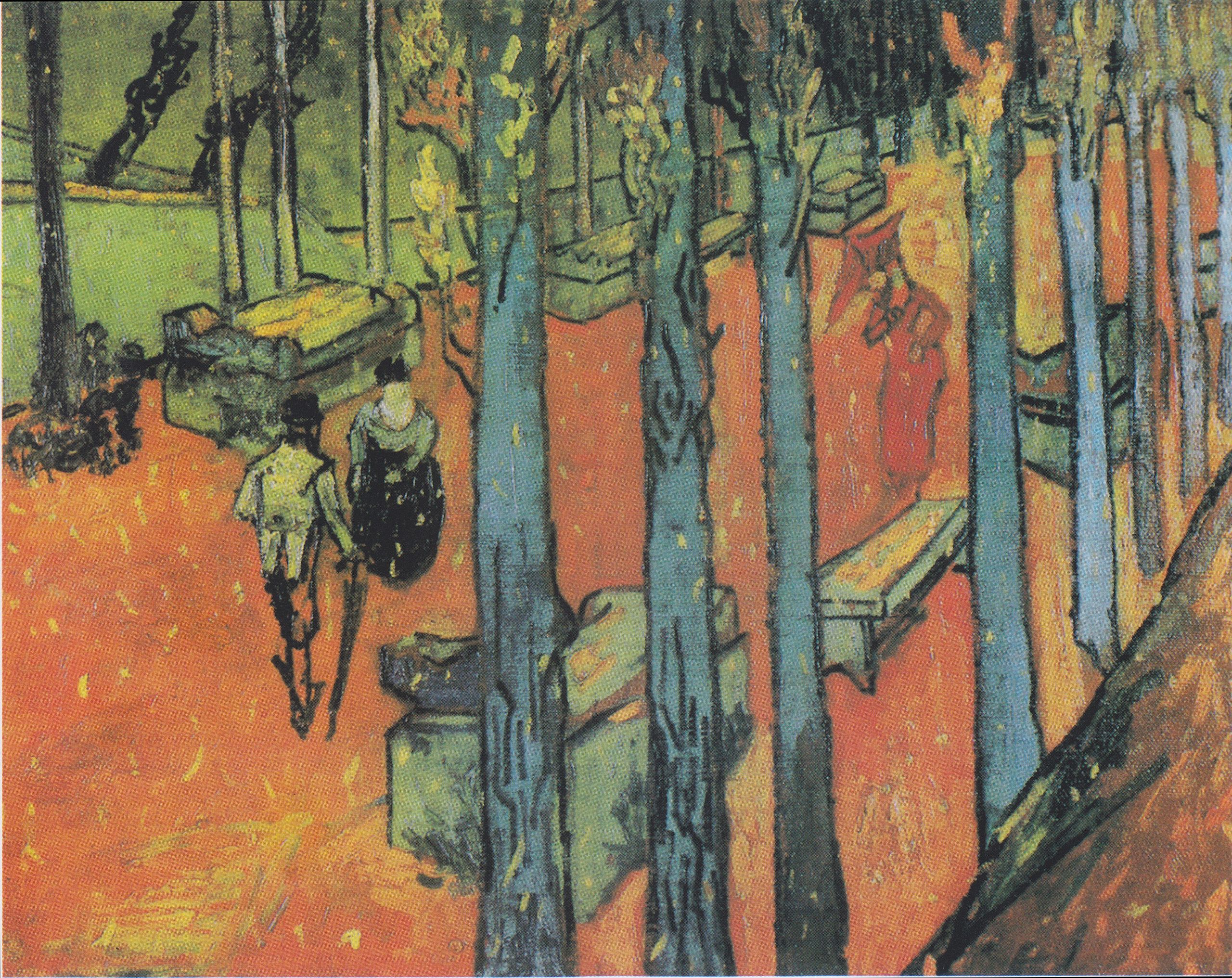 Falling Leaves (Les Alyscamps) by Vincent van Gogh via DailyArt mobile app