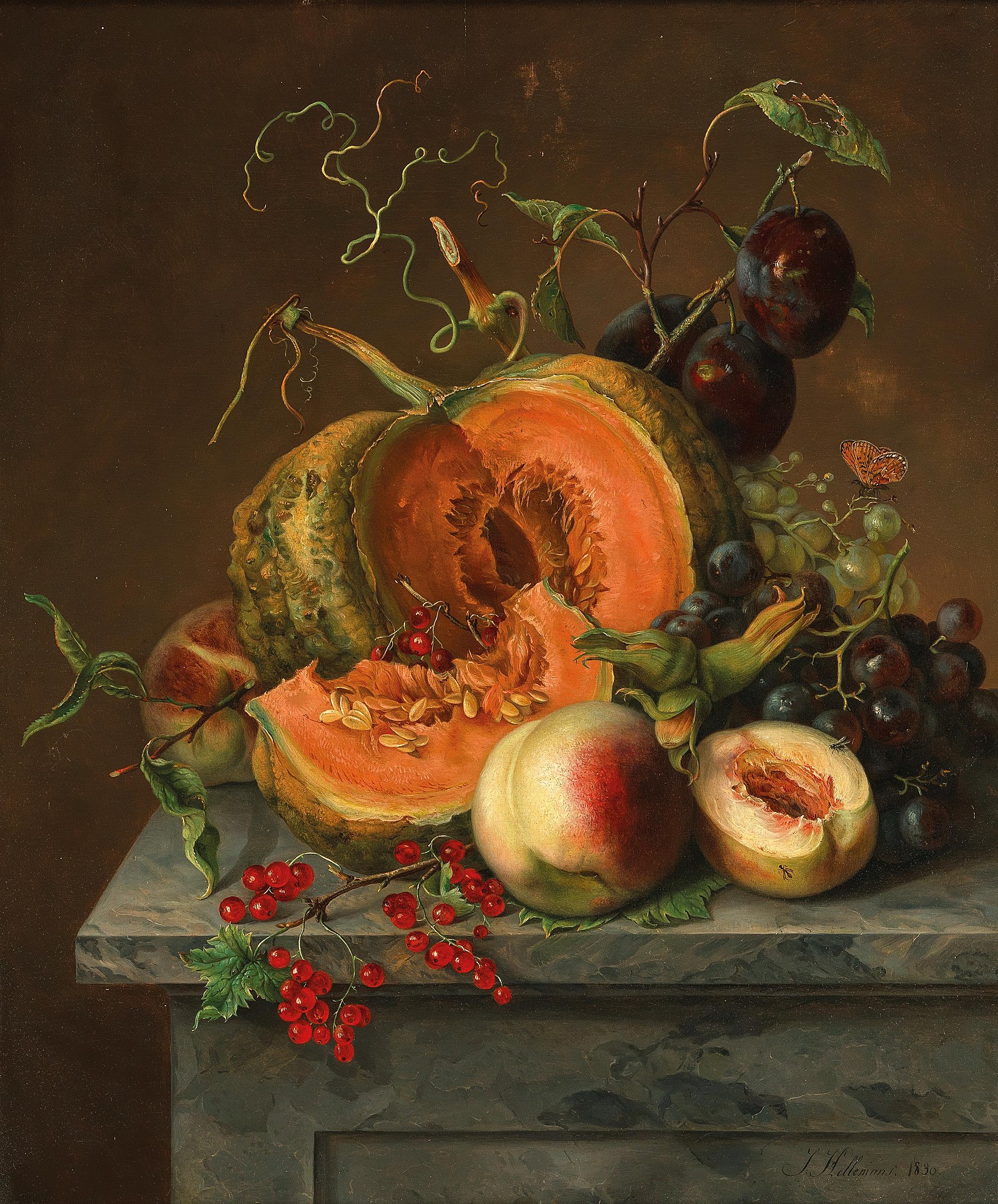 Still Life With Fruit and Pumpkin by Jeanne Marie Joséphine Hellemans ...