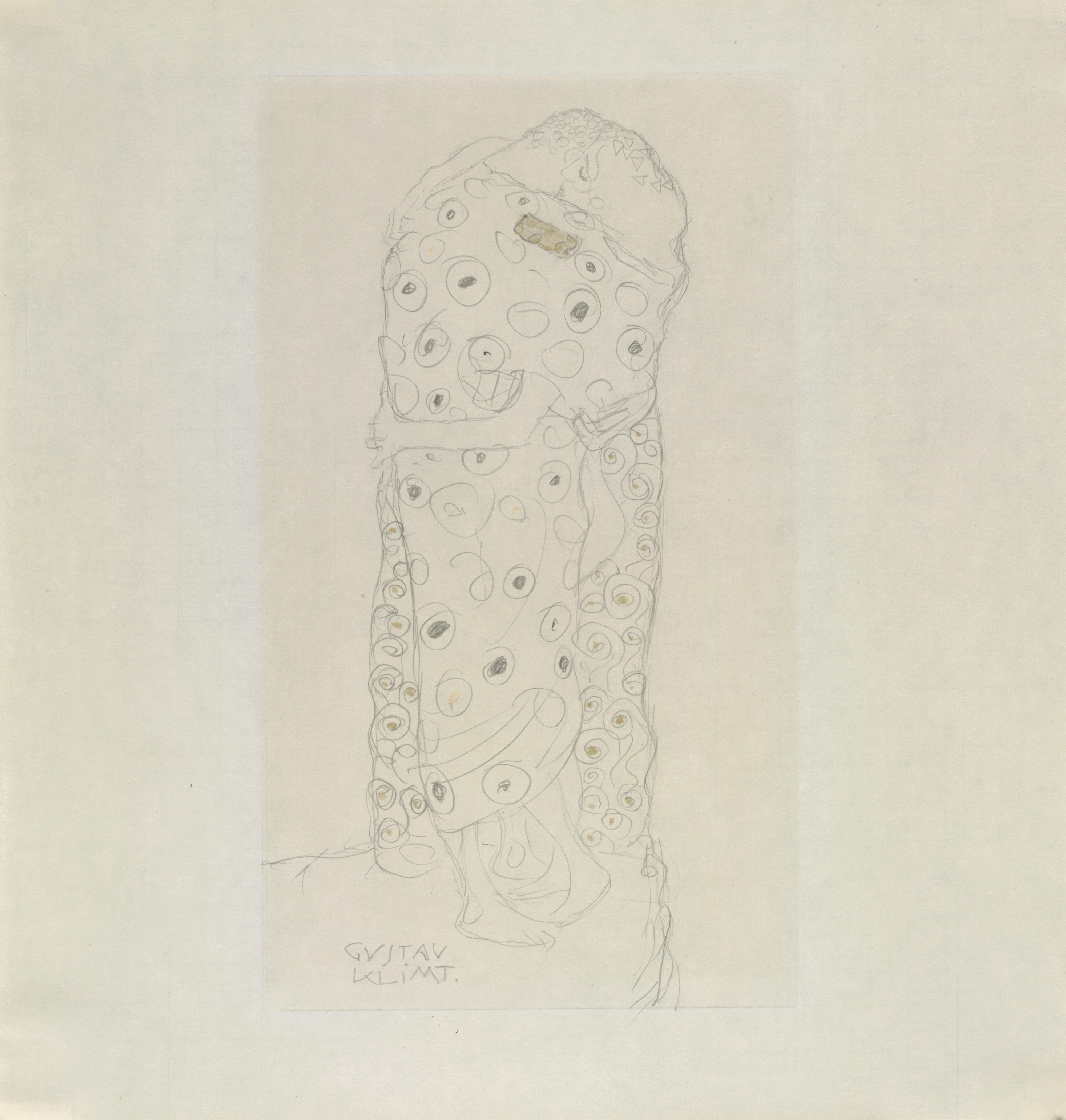 Pereche de îndrăgostiți în picioare by Gustav Klimt via DailyArt mobile app